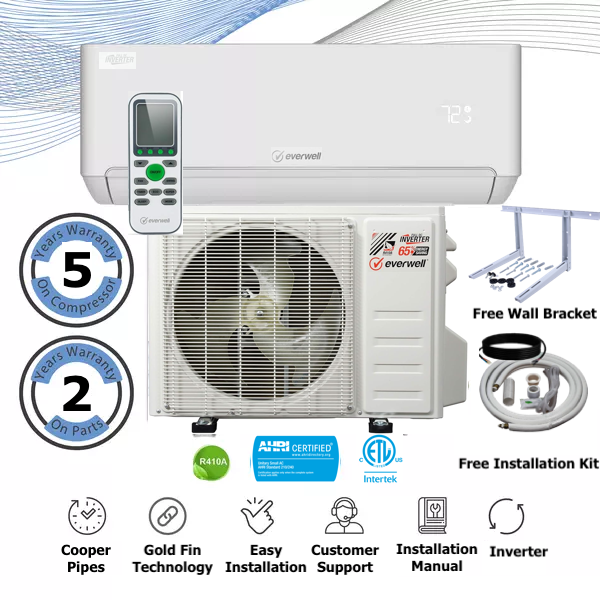 12000 BTU Air Conditioner Mini Split 17 SEER2 INVERTER AC Ductless Hea ...